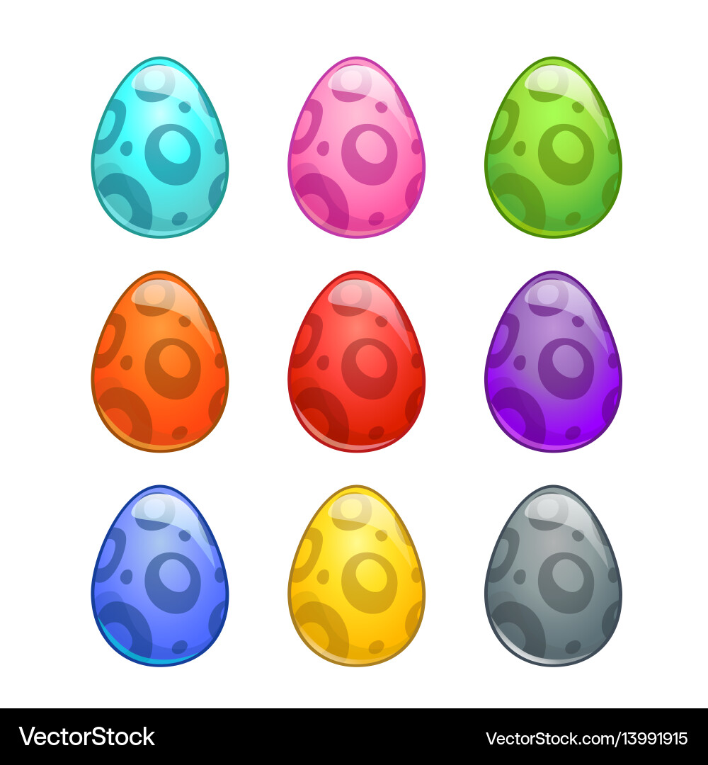 Colorful cartoon eggs set Royalty Free Vector Image