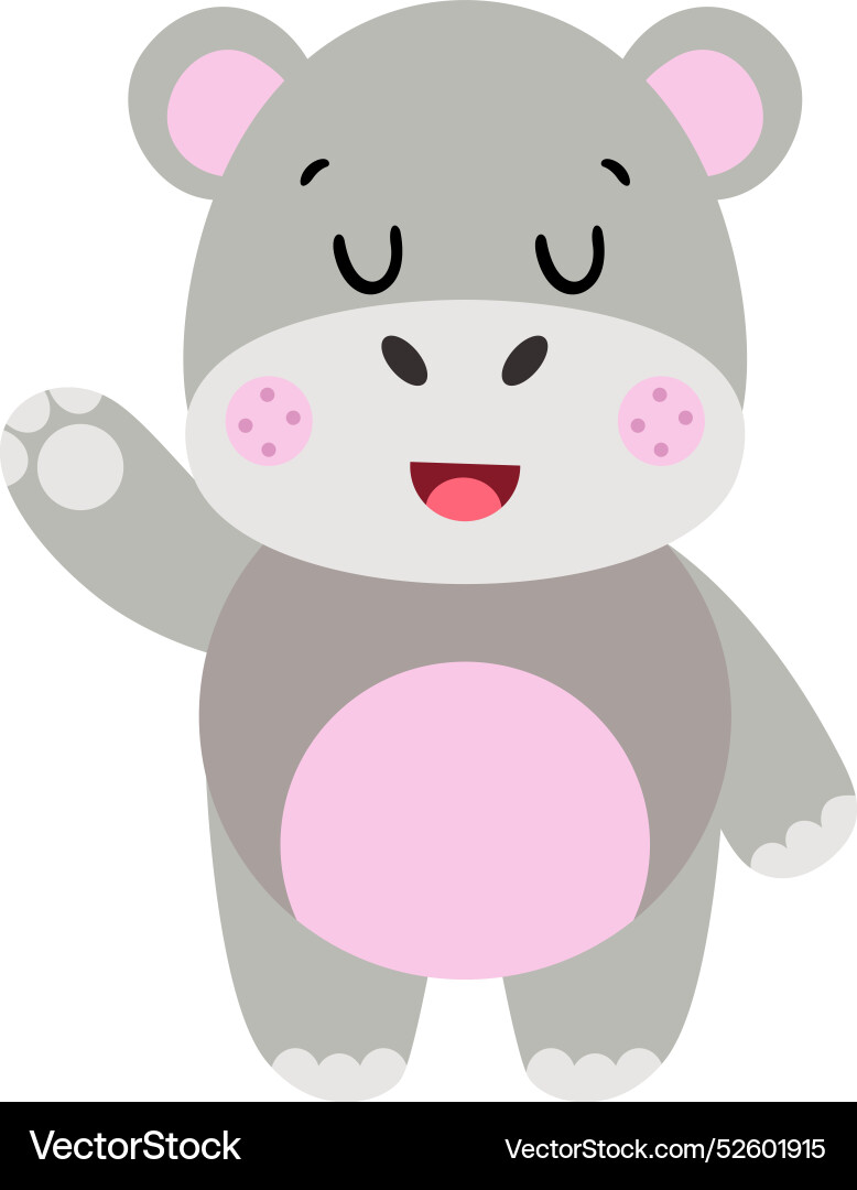 Cute and friendly hippo waving Royalty Free Vector Image