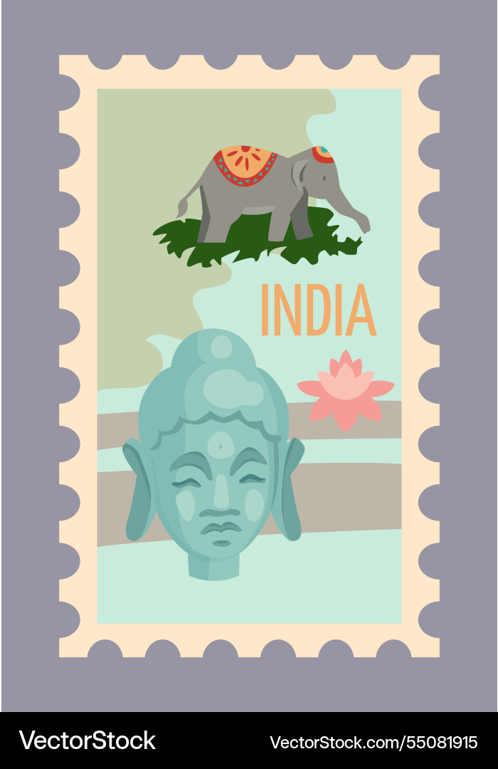Indian-themed stamp design Royalty Free Vector Image