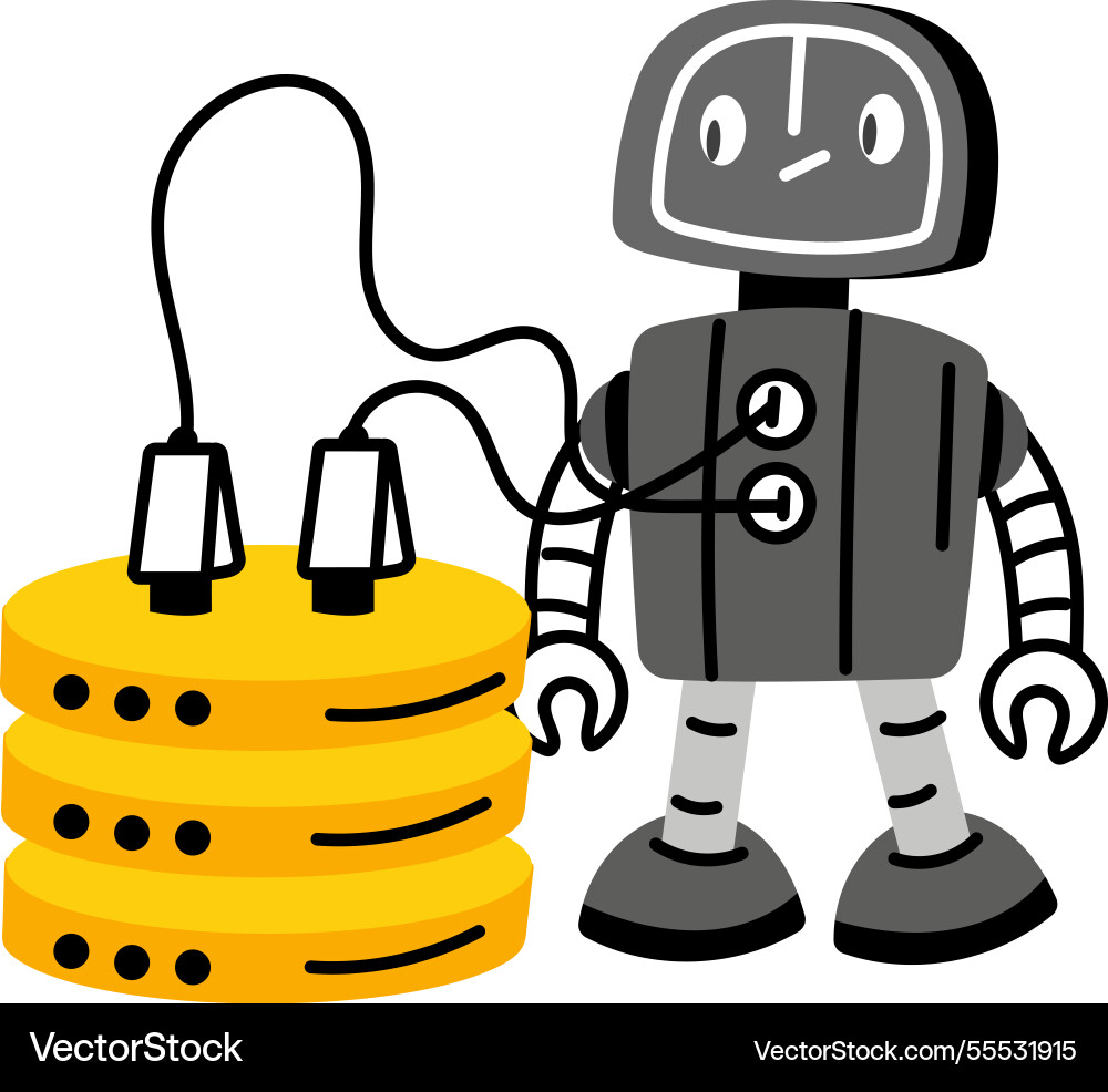 Robot database Royalty Free Vector Image - VectorStock