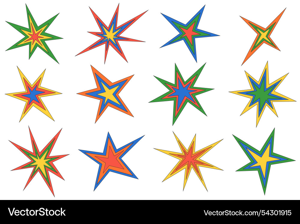 Star shapes icons abstract shiny irregular Vector Image