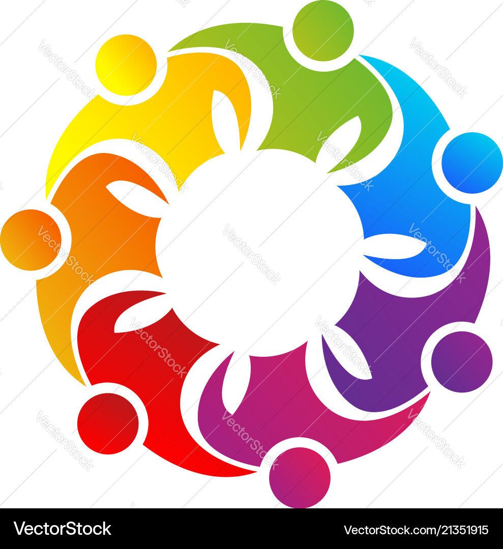 Teamwork people hugging together symbol Royalty Free Vector