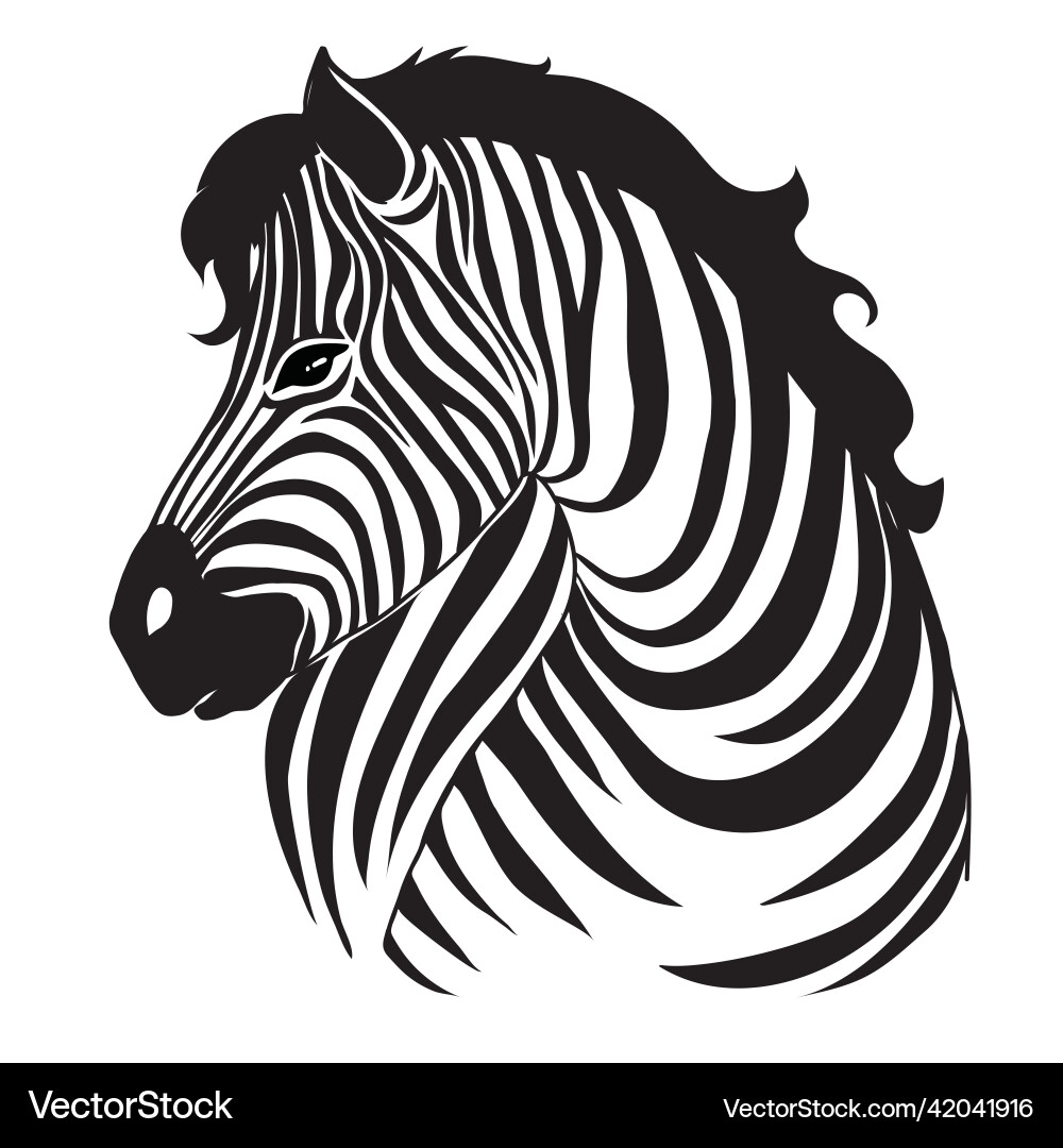 African zebra running side view outline striped Vector Image