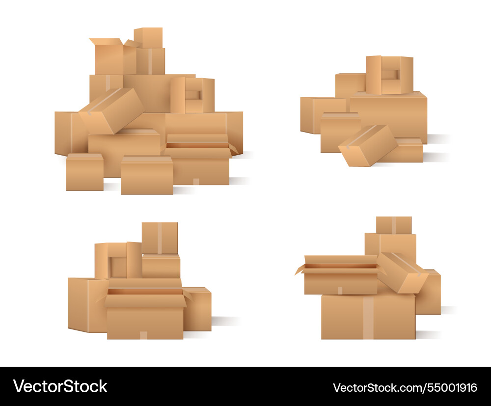 Box stacks cardboards packages for packing Vector Image