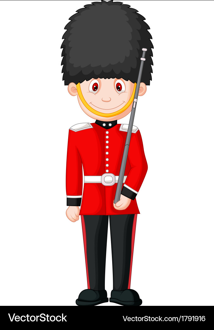 Cartoon a british royal guard Royalty Free Vector Image