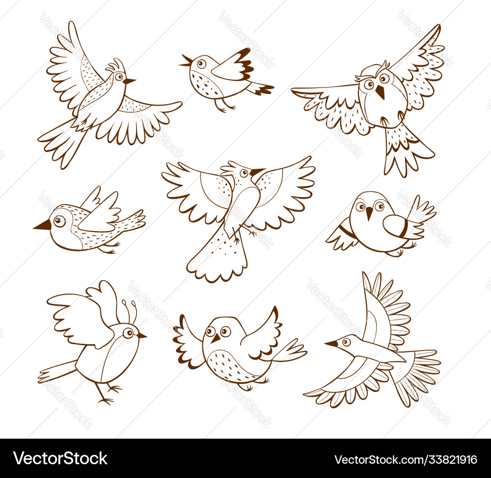 Hand drawn flying birds Royalty Free Vector Image
