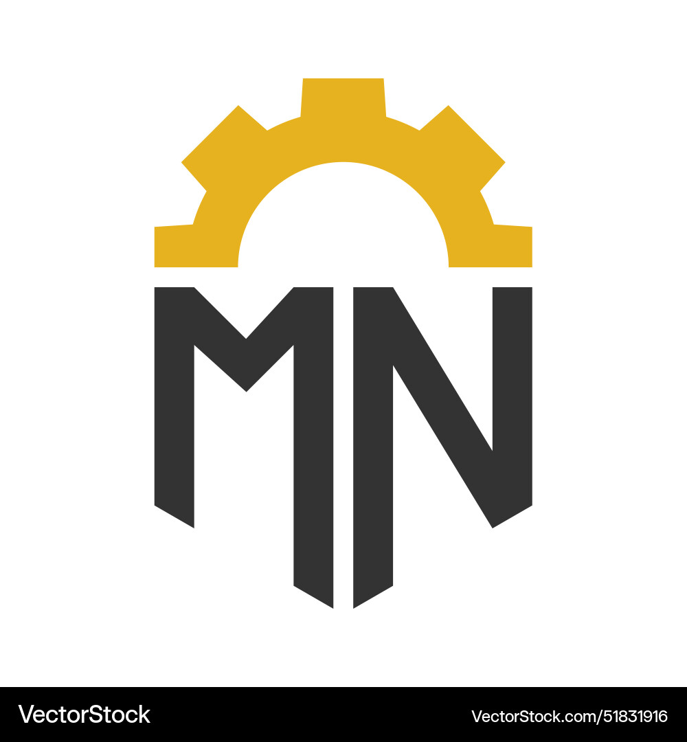 Letter mn gear logo design for service center Vector Image