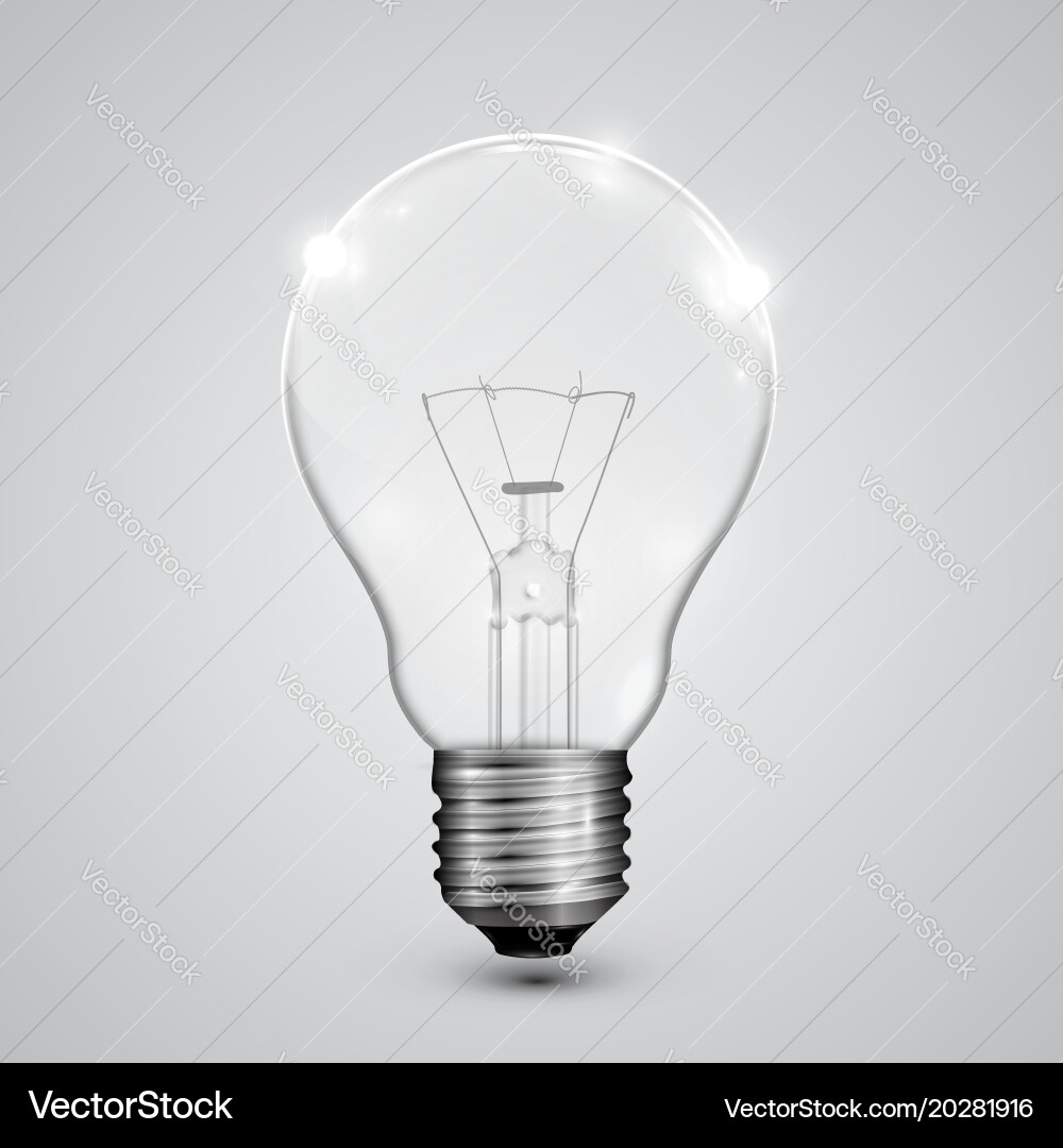 Realistic lightbulb Royalty Free Vector Image - VectorStock