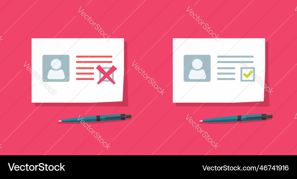 Rejected document cv id icon and denied approved Vector Image