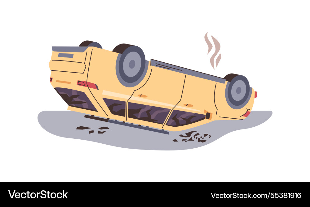 Rollover car crash or traffic accident Royalty Free Vector