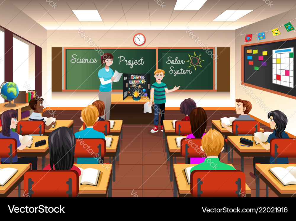 Student having science presentation Royalty Free Vector