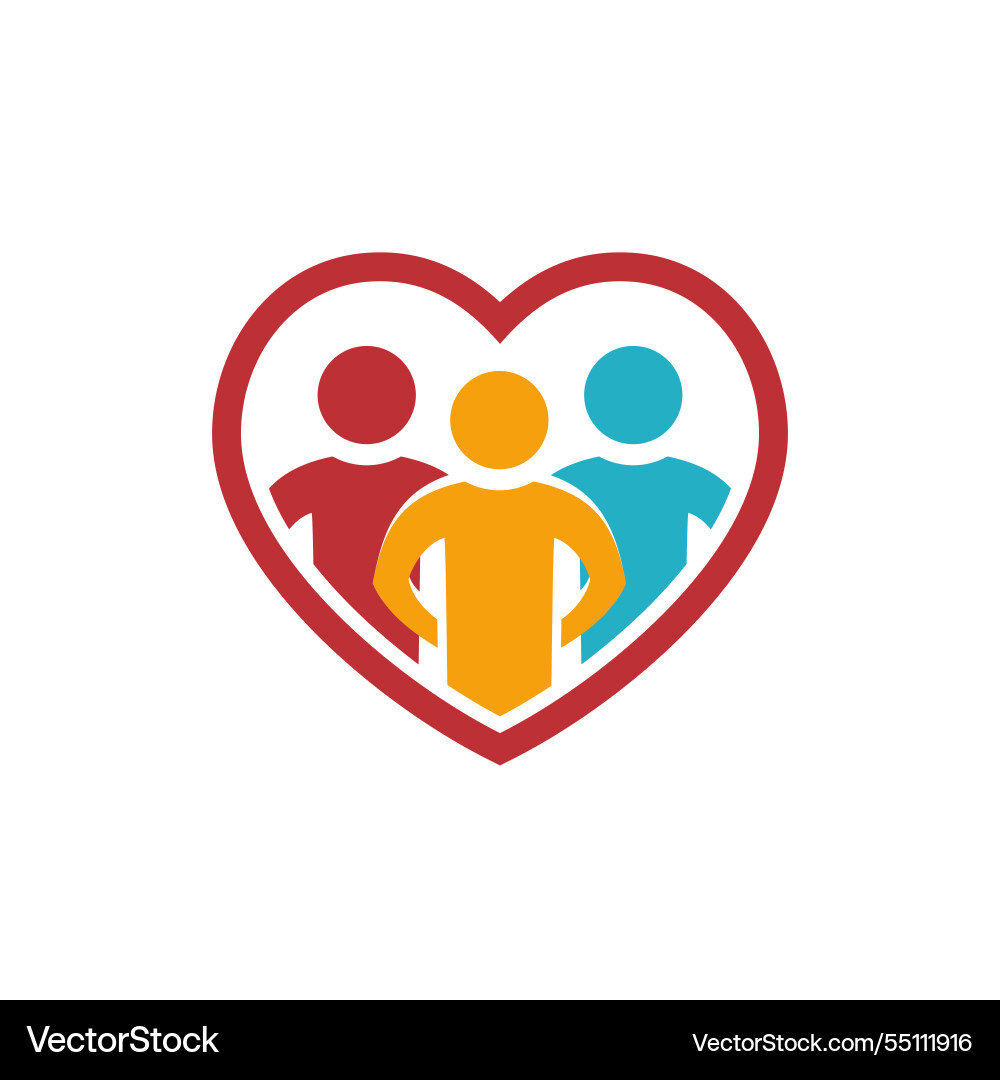 Three people in a heart Royalty Free Vector Image