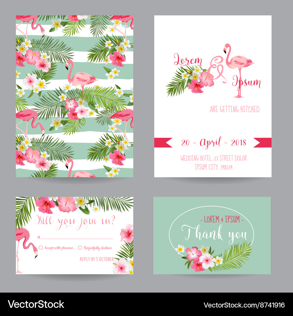 Wedding invitation or congratulation card set Vector Image
