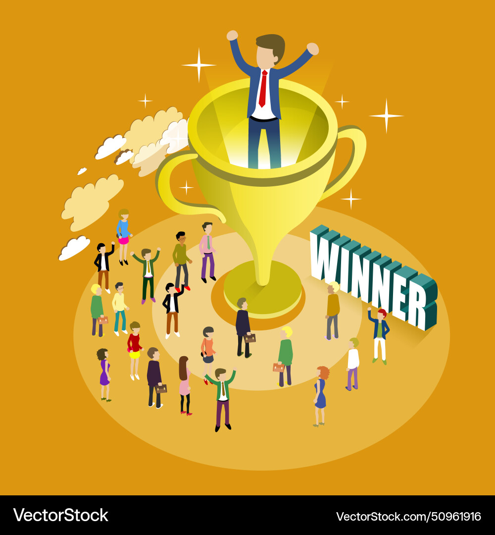 Winner with trophy Royalty Free Vector Image - VectorStock
