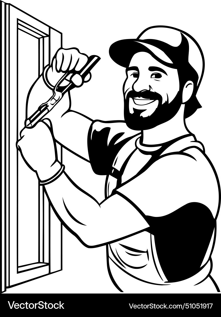 A handyman with screwdriver in his hand Royalty Free Vector