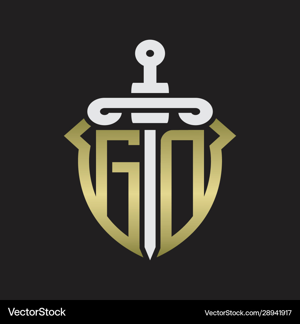 Gd logo monogram with sword and shield Royalty Free Vector