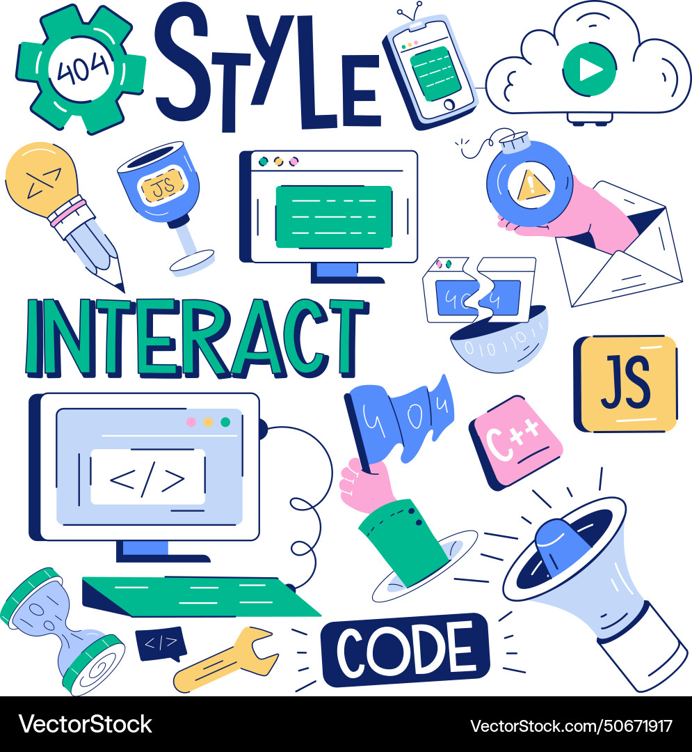 Programming Pattern Depicting Software Coding Web Vector Image