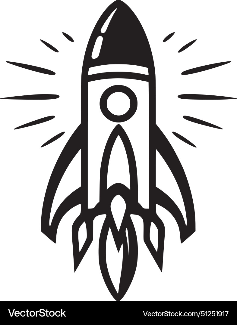 Rocket - black and white isolated icon Royalty Free Vector