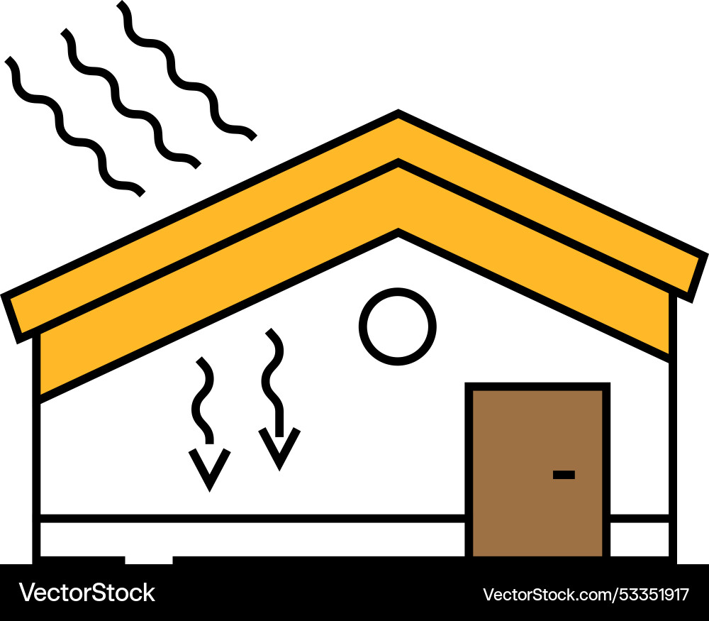 Roofing energy efficient icon color Royalty Free Vector