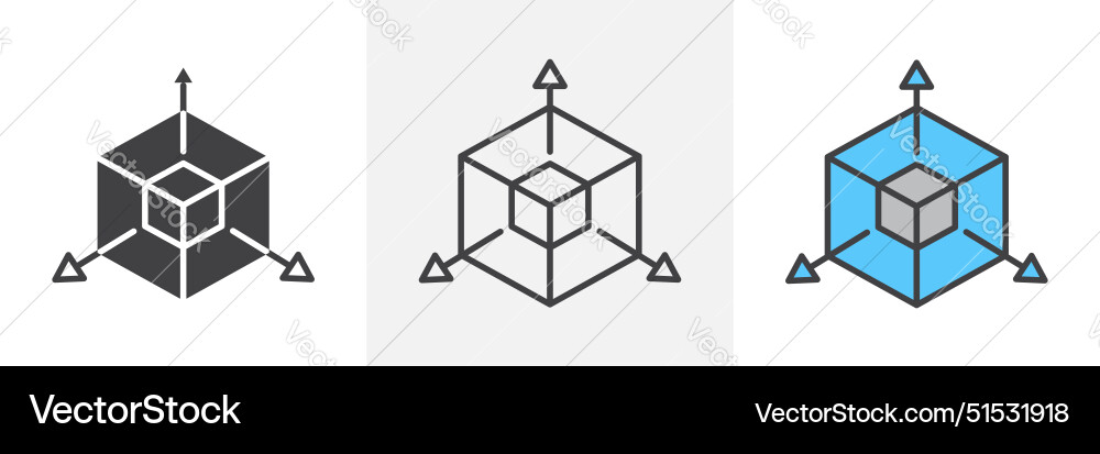 Bim icon set 3d model symbol building dimension Vector Image