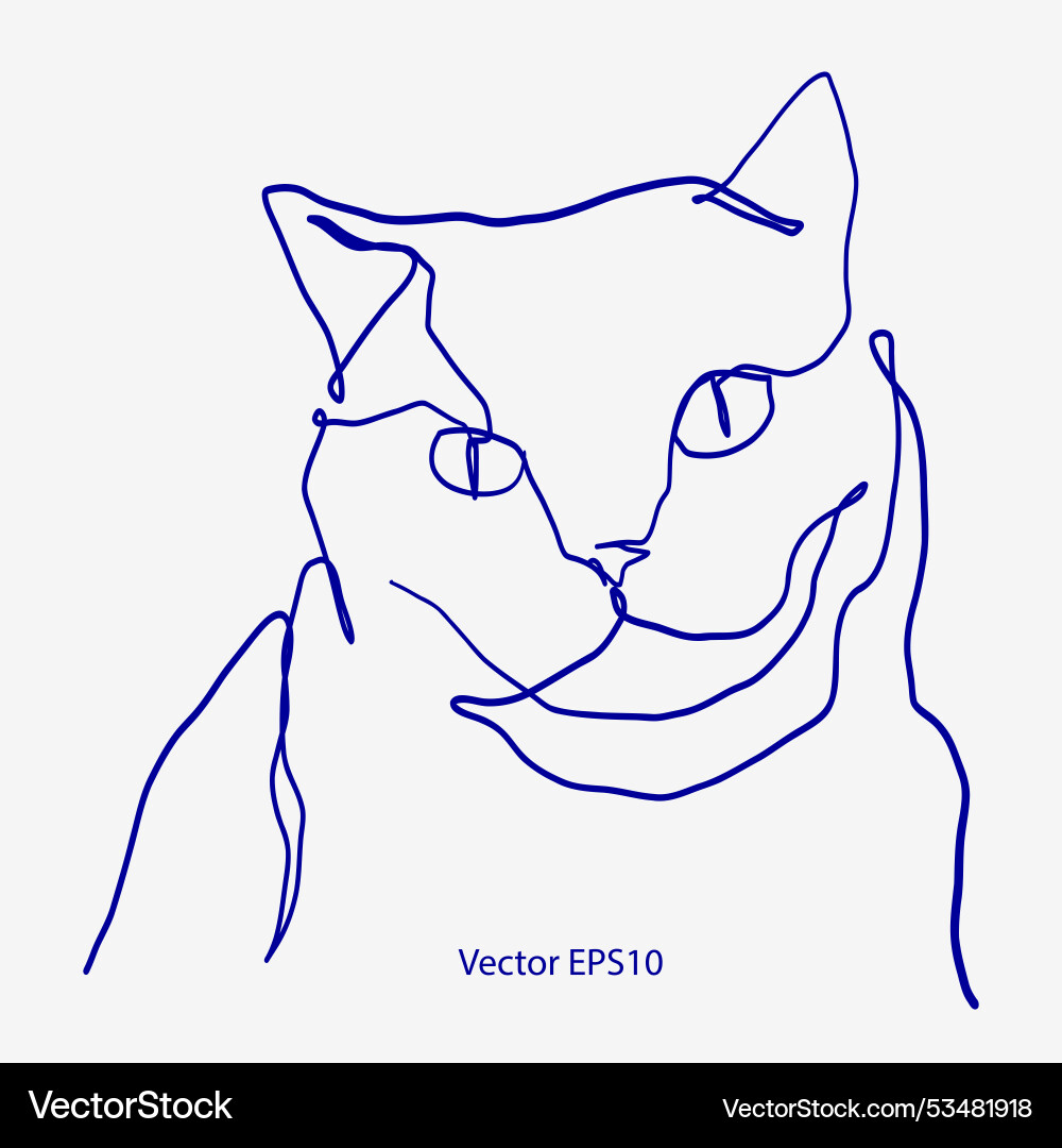 Cat one line drawing design Royalty Free Vector Image