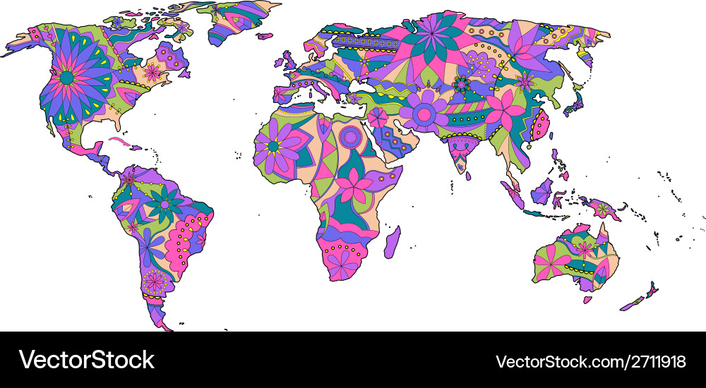 Colorful world map Royalty Free Vector Image - VectorStock