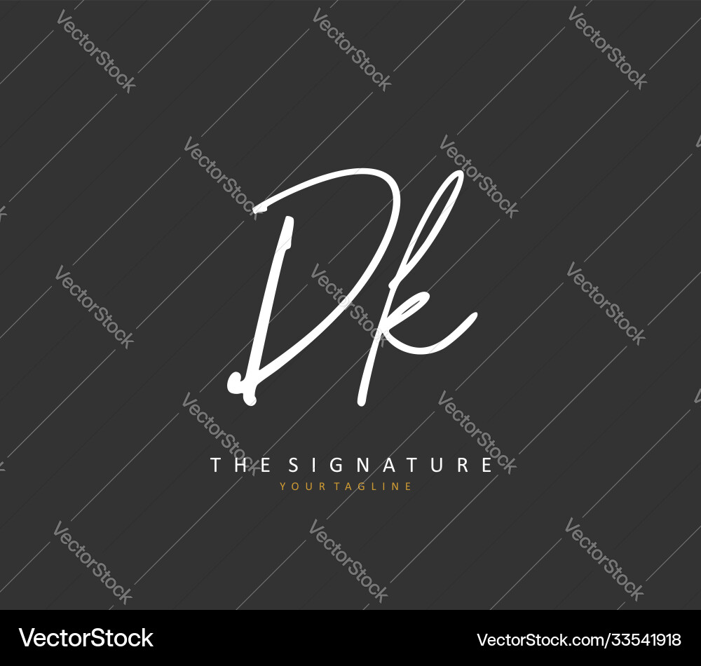 D k dk initial letter handwriting and signature Vector Image