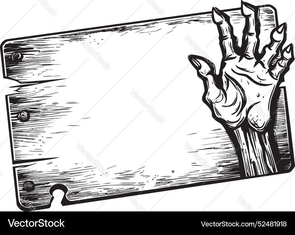Decomposing directive zombie hand signboard logo Vector Image