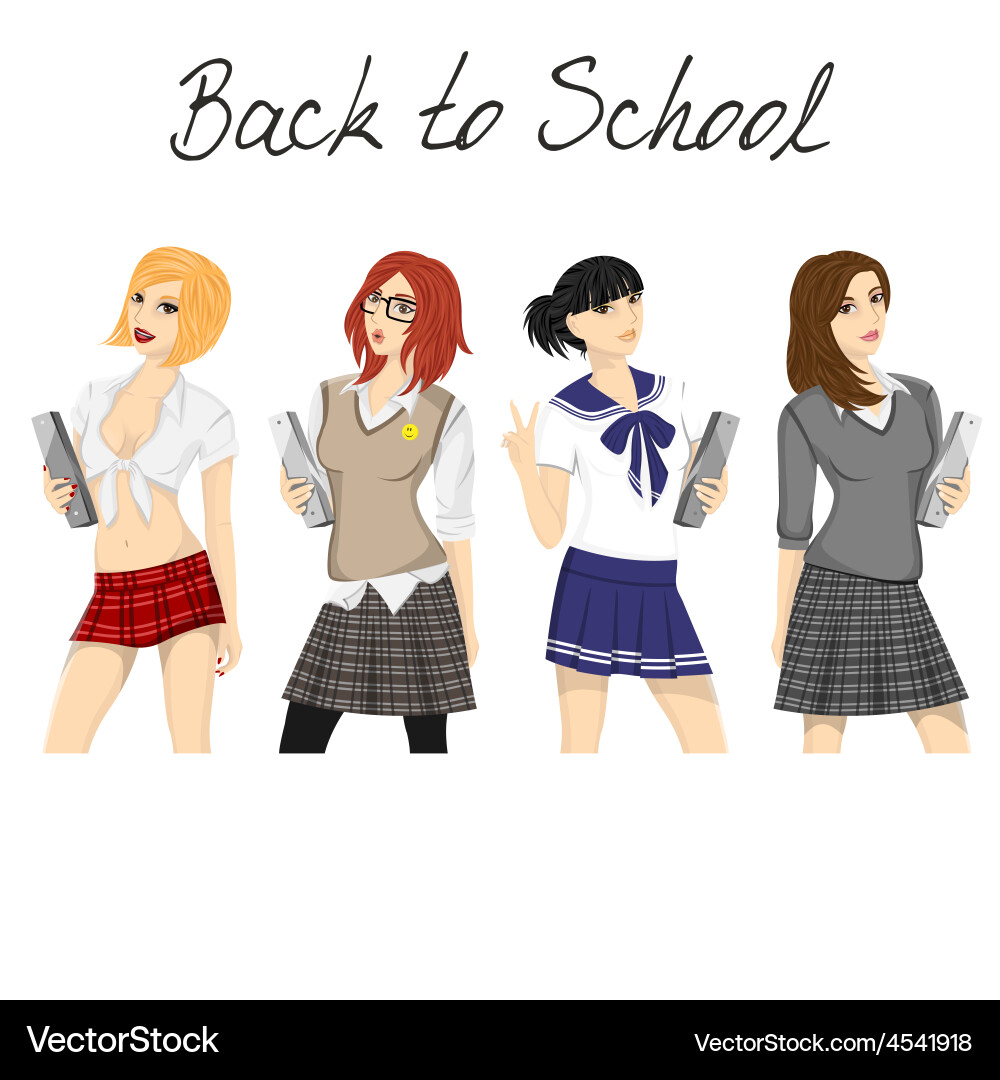 Fashionable school girl pack Royalty Free Vector Image