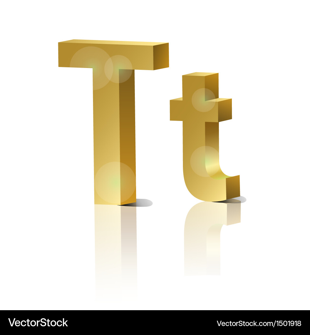 Golden letter t Royalty Free Vector Image - VectorStock