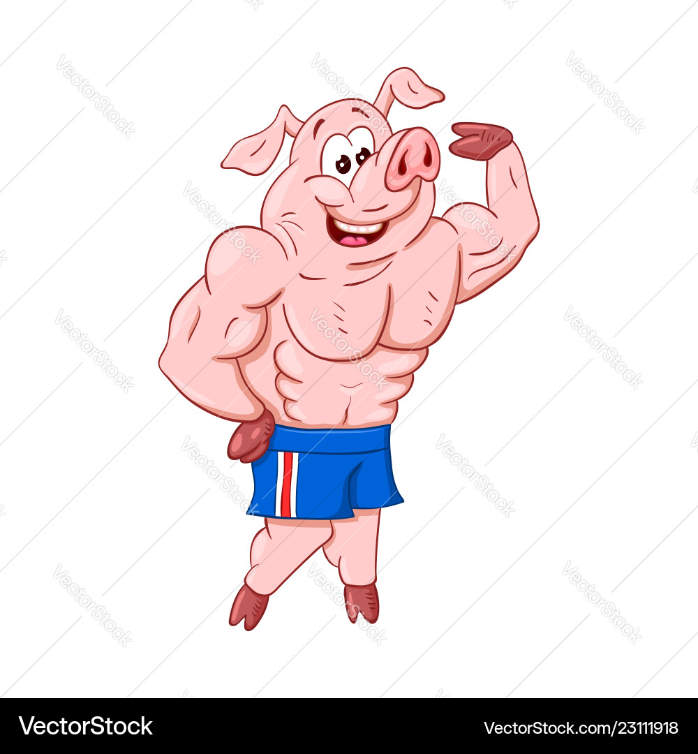 Powerful male pig bodybuilder shows his Royalty Free Vector