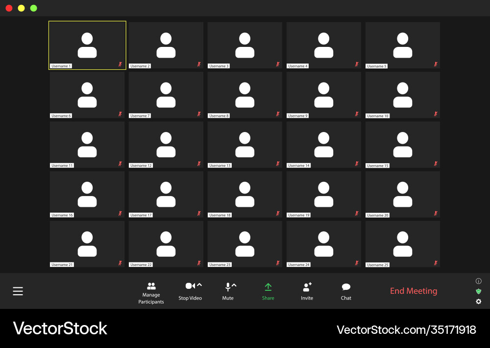 Template video conference user interface Vector Image