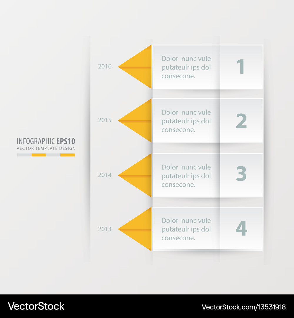 Timeline report template yellow color Royalty Free Vector