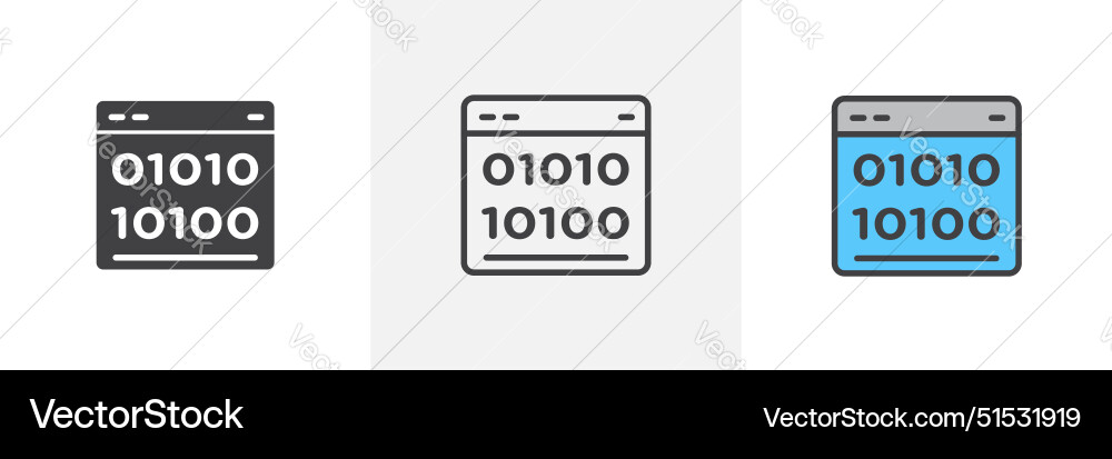 Binary code icon set computer software 01 binary Vector Image Binary code icon set computer software 01 binary Vector Image