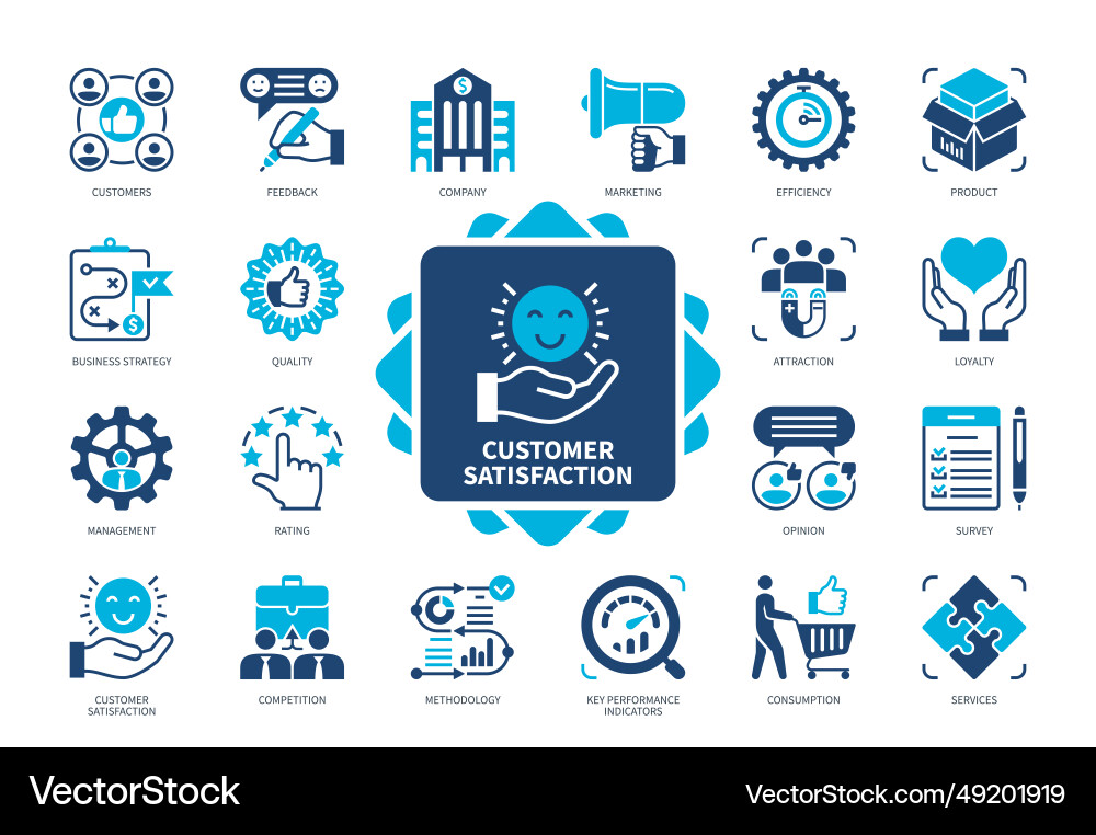 Customer satisfaction solid icon set Royalty Free Vector