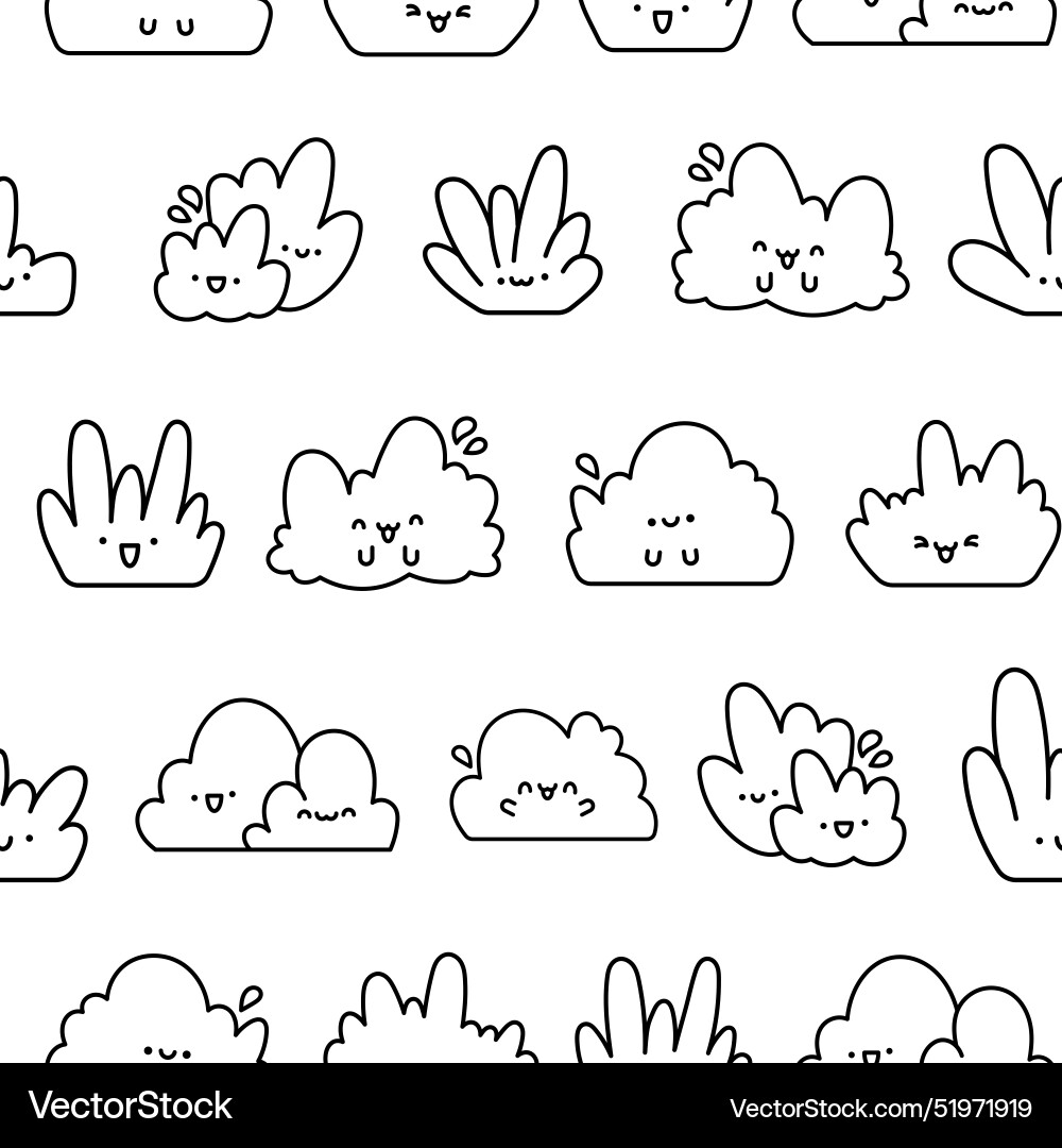 Cute lawn bush seamless pattern coloring page Vector Image