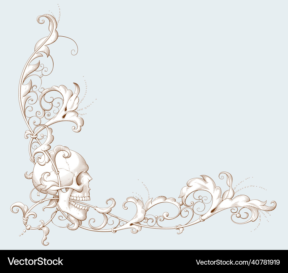 Old Skull Corner Borders