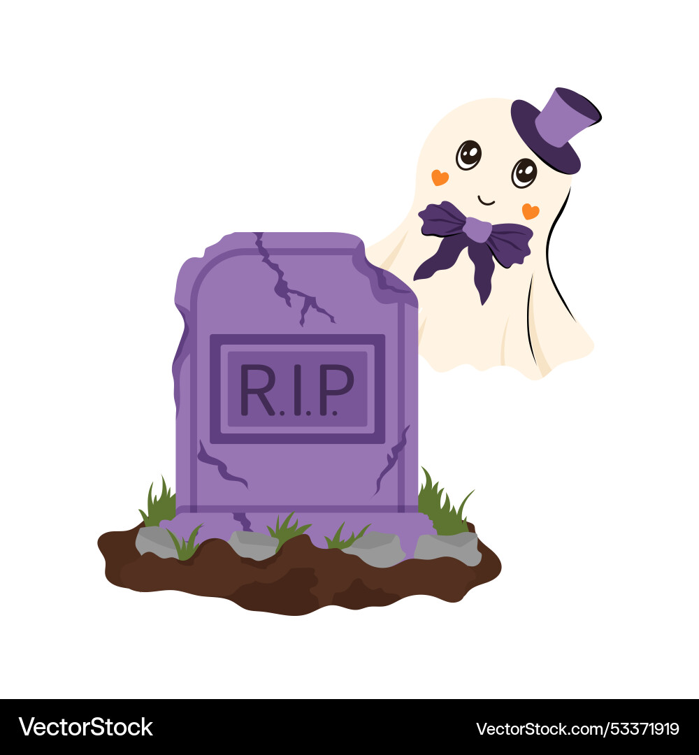 Old grave rip memorial and ghost Royalty Free Vector Image