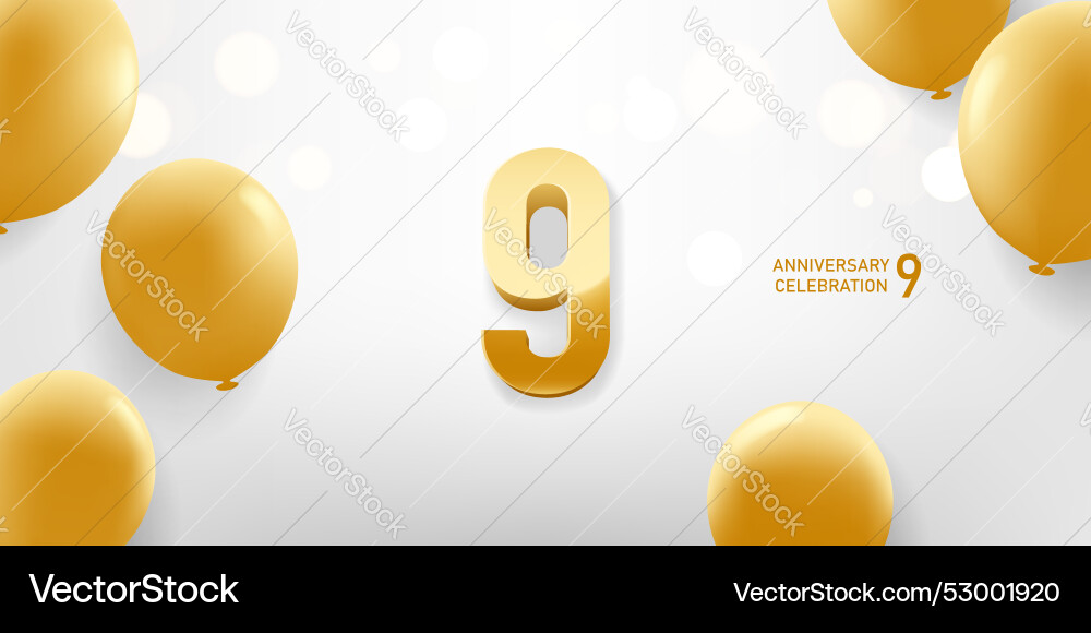 9th anniversary celebration background Royalty Free Vector