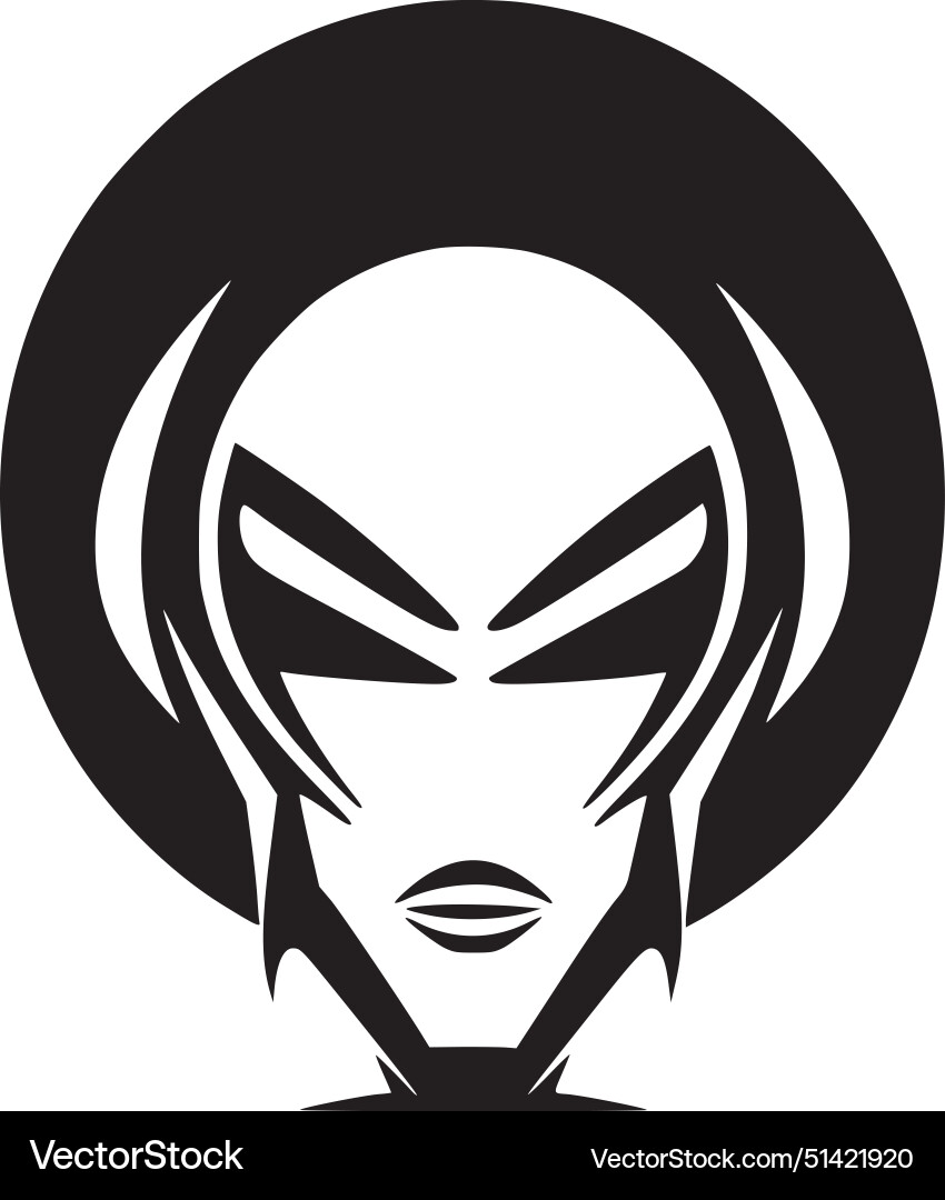 Alien - black and white Royalty Free Vector Image