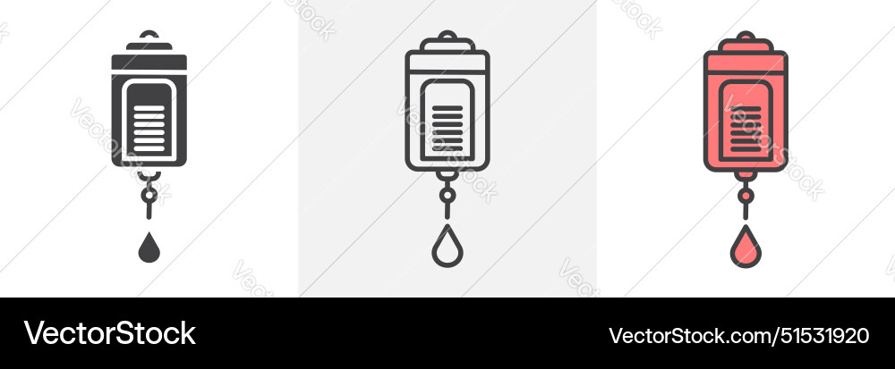 Blood transfusion icon set donate medical Vector Image