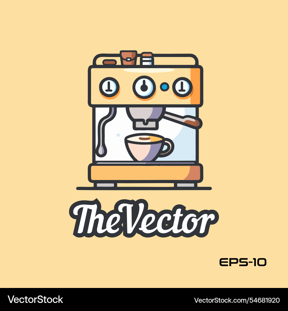 Coffee machine logo mascot character Royalty Free Vector
