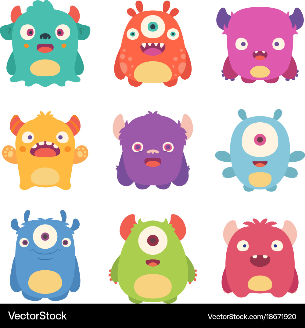 Cute cartoon monsters Royalty Free Vector Image