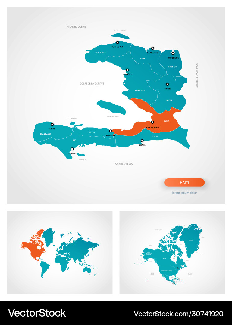 Editable template map haiti with marks Royalty Free Vector