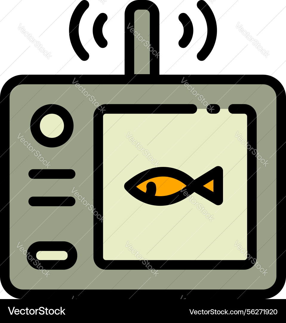 Fish finder icon echo sounder depth Royalty Free Vector