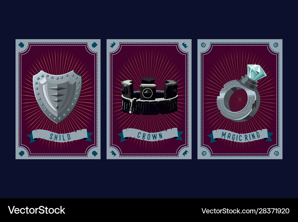 Game asset pack fantasy card with magic items Vector Image