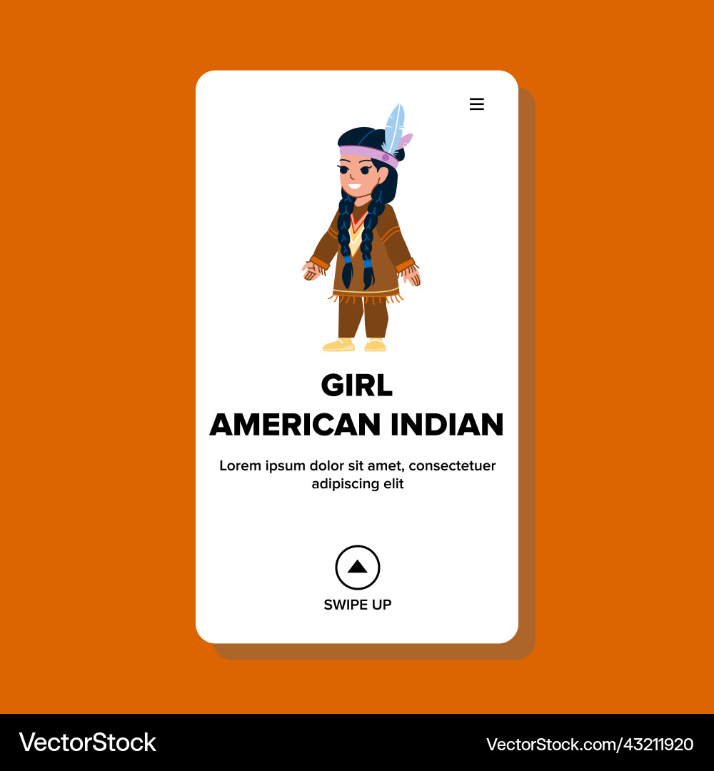 Girl american indian Royalty Free Vector Image