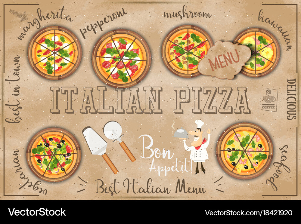 Pizza Boards - Kraft Style Royalty Free Vector Image