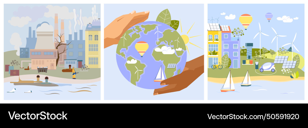 Save environment flat compositions Royalty Free Vector Image