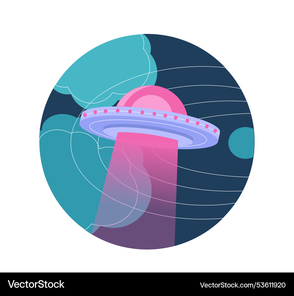 Science fiction sticker flying ufo space Vector Image